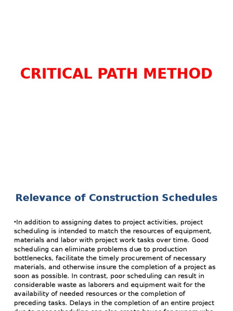 Critical Path Method | PDF | Scheduling (Computing) | Applied Mathematics