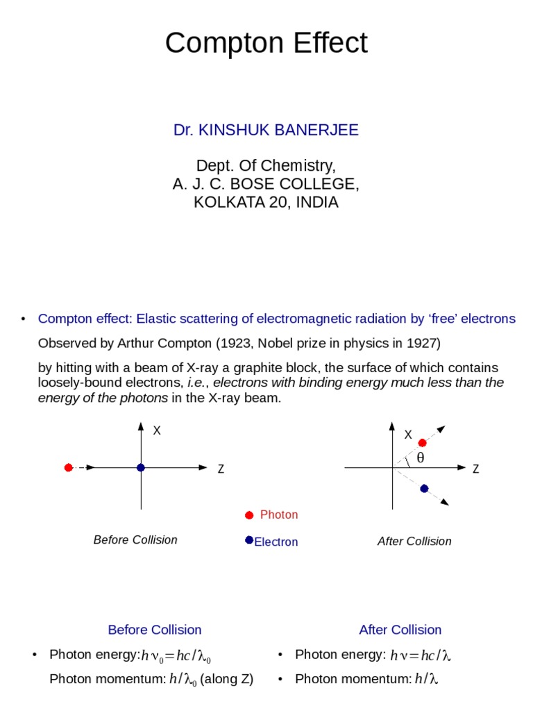 Compton Effect: Dr. Kinshuk Banerjee | PDF | Electron | Photon