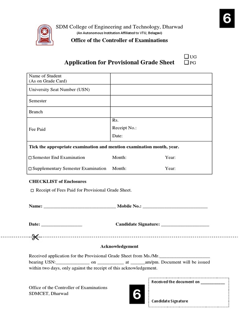 6 Provisional Grade Sheet | PDF