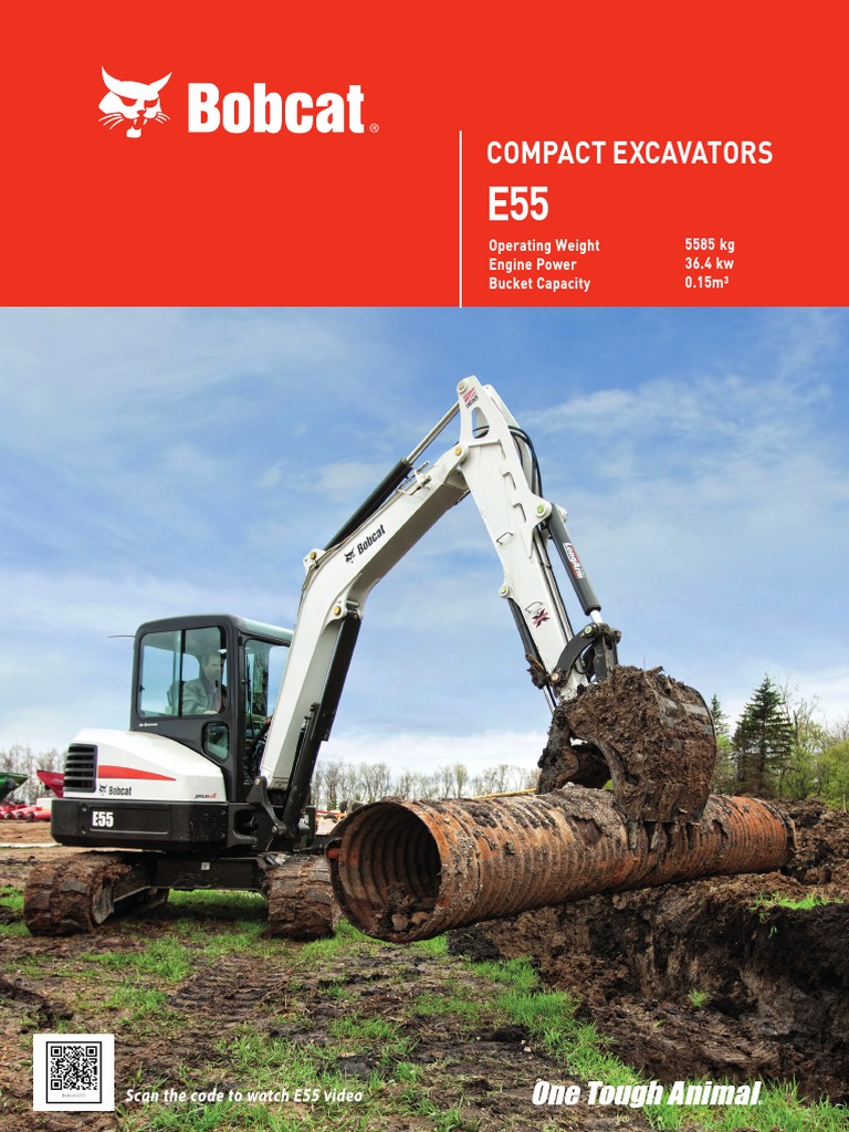 Compact Excavators: Scan The Code To Watch E55 Video | PDF | Horsepower ...
