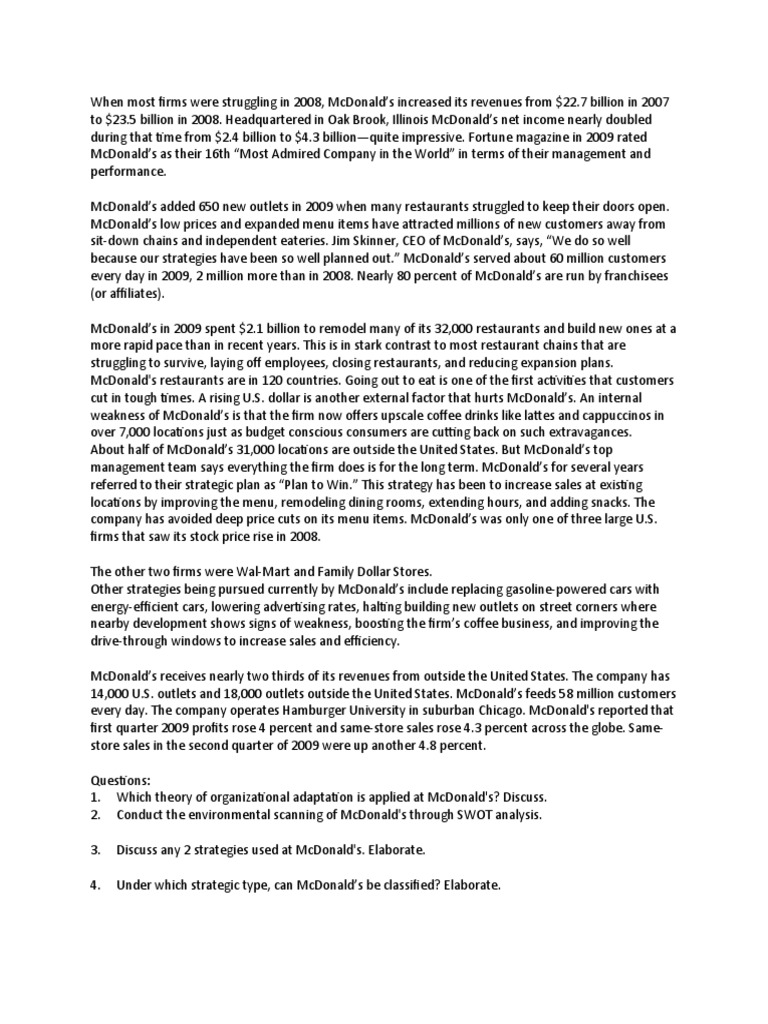 Mcdonald's | PDF | Mc Donald's | Restaurants