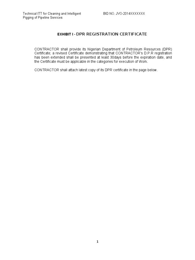 010 - Exhibit I - DPR Registration Certificate | PDF