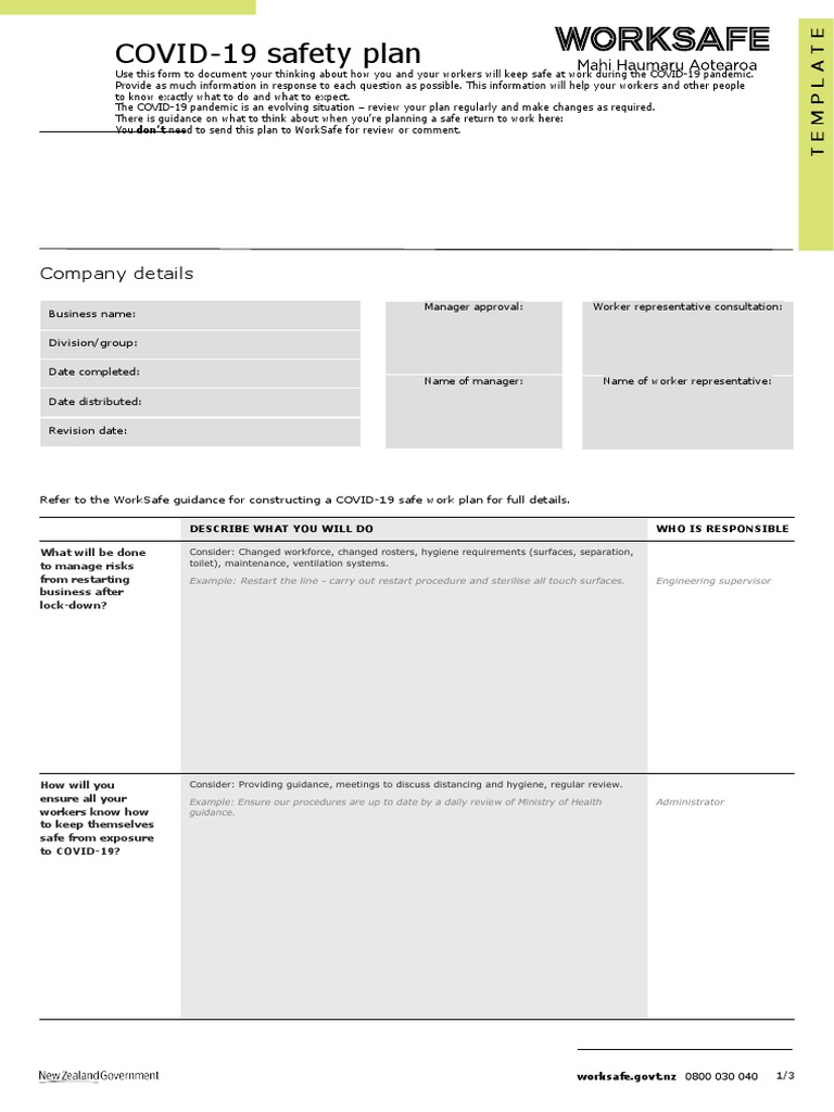 A Comprehensive COVID-19 Safety Plan Template for Businesses | PDF ...