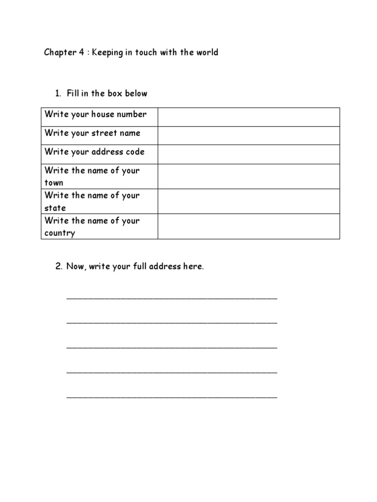 Keeping in Touch Worksheet PDF | PDF