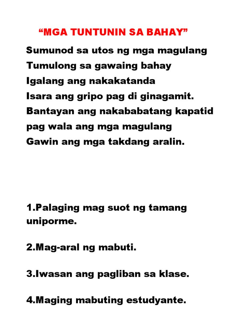 Mga Tuntunin Sa Bahay | PDF