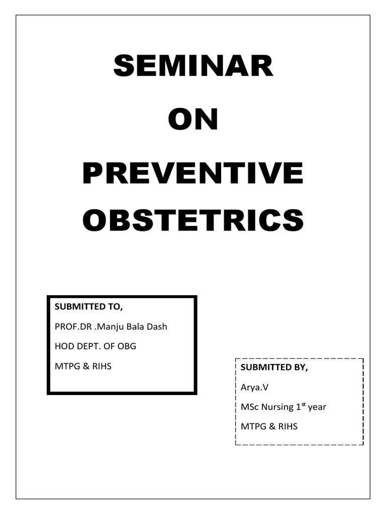 Preventive Obstetrics | PDF | Pregnancy | Prenatal Development