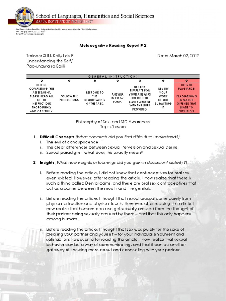 MRR#2 Understanding The Self | PDF | Human Sexual Activity | Sexual Arousal