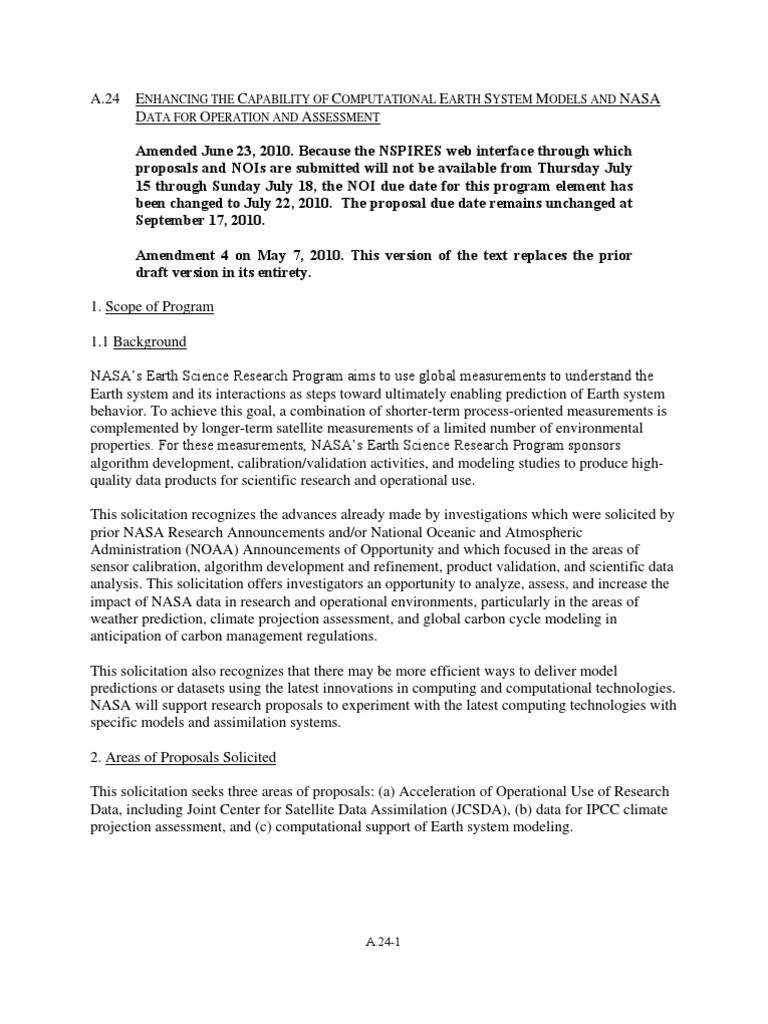 NASA NSPIRES Proposal Guidelines | PDF | National Oceanic And ...