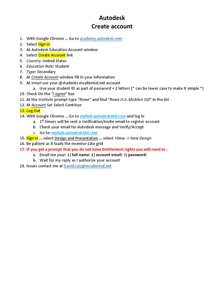 Autodesk Create Account: 17. IF You Get A Prompt That You Do Not Have ...