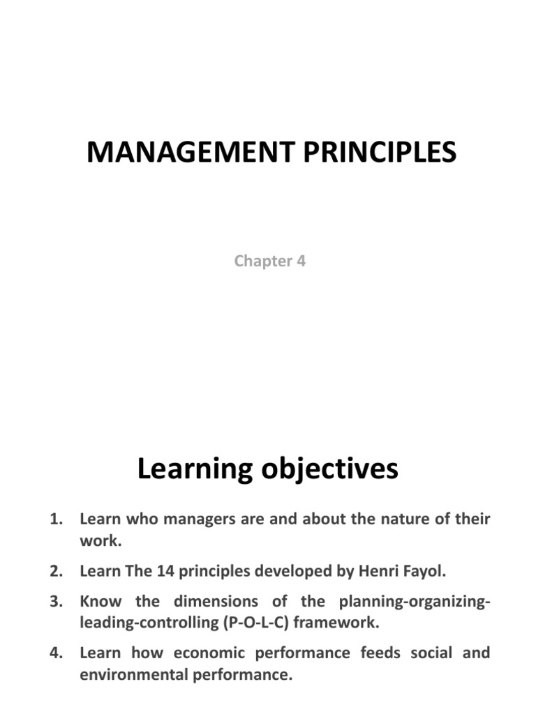 Chapter 4 - Management Principles PDF | PDF | Attitude (Psychology) | Goal