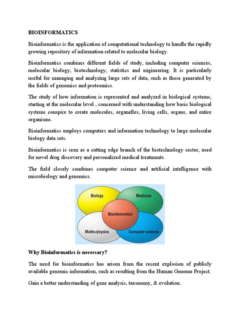 Bioinformatics Introduction | PDF | Bioinformatics | Dna