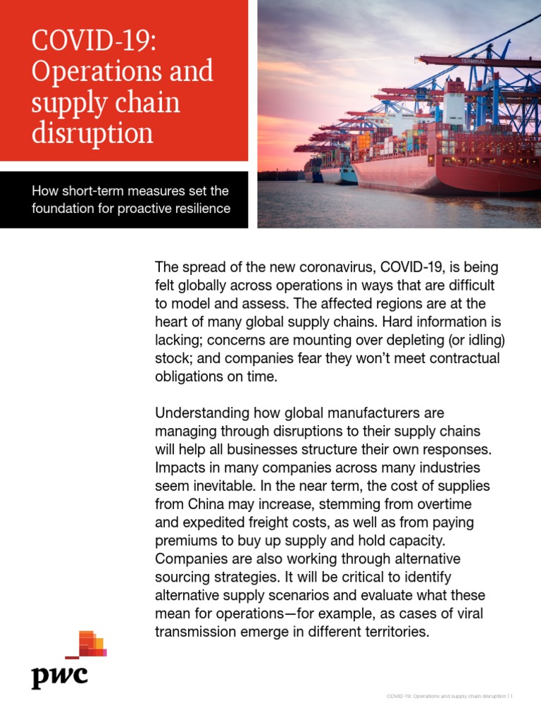 COVID-19: Operations and Supply Chain Disruption: How Short-Term ...