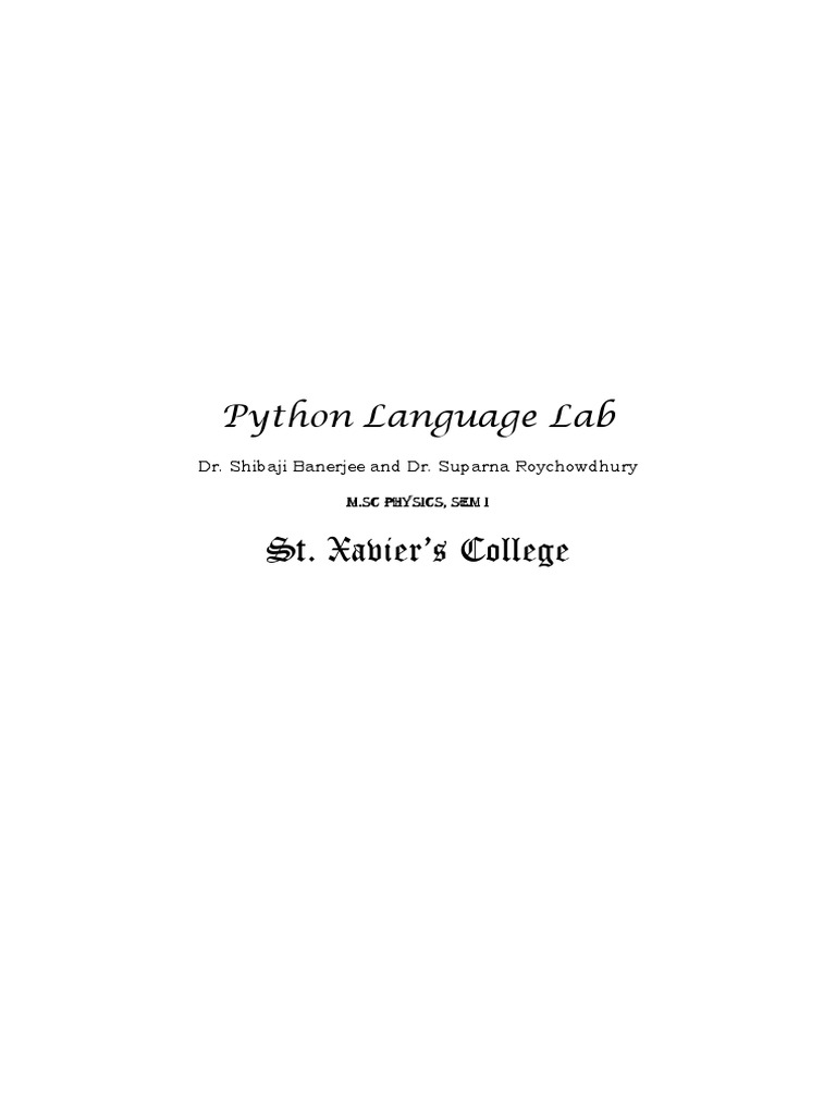 St. Xavier's College: Python Language Lab | PDF | Parameter (Computer ...