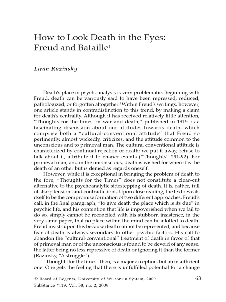 How To Look Death in The Eyes | PDF | Thought | Sigmund Freud
