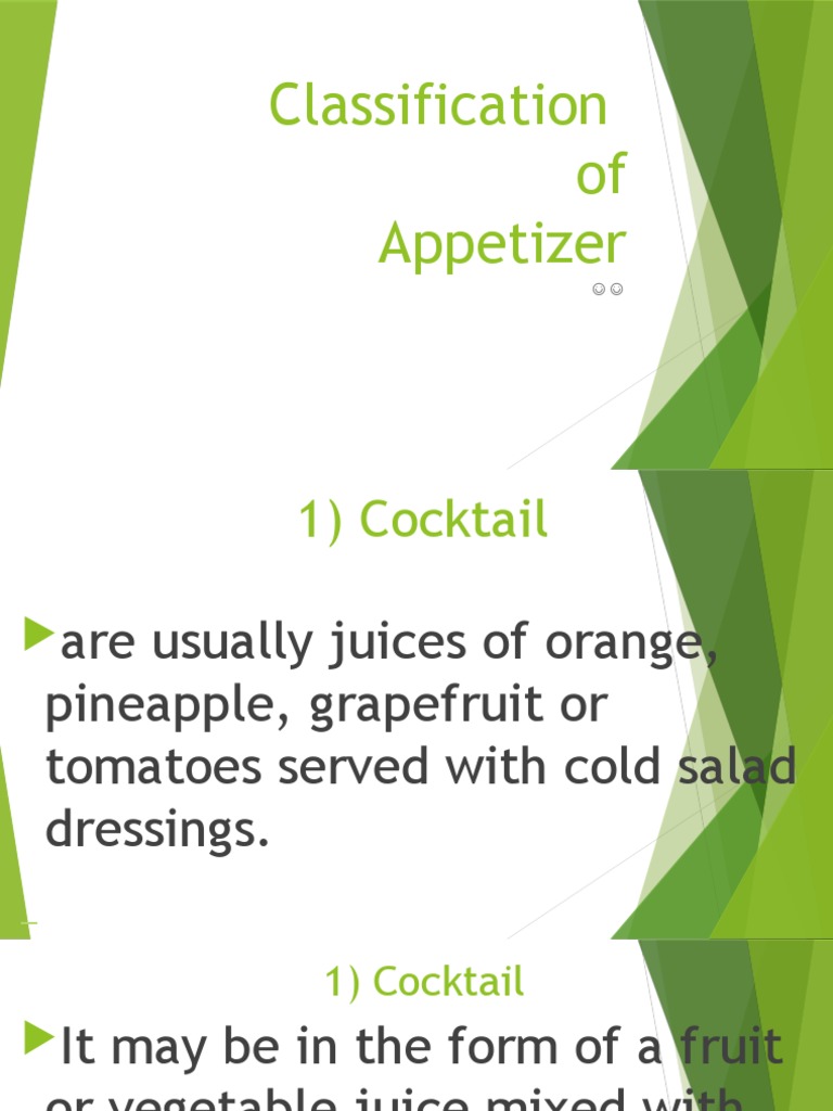Classification of Appetizer | PDF | Hors D'oeuvre | Salad