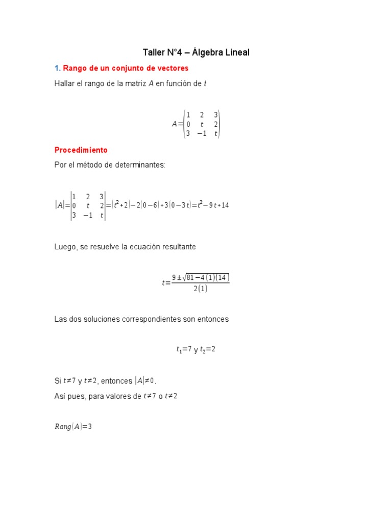 Taller Algebra Lineal Poli JIC | PDF | Valores propios y vectores ...