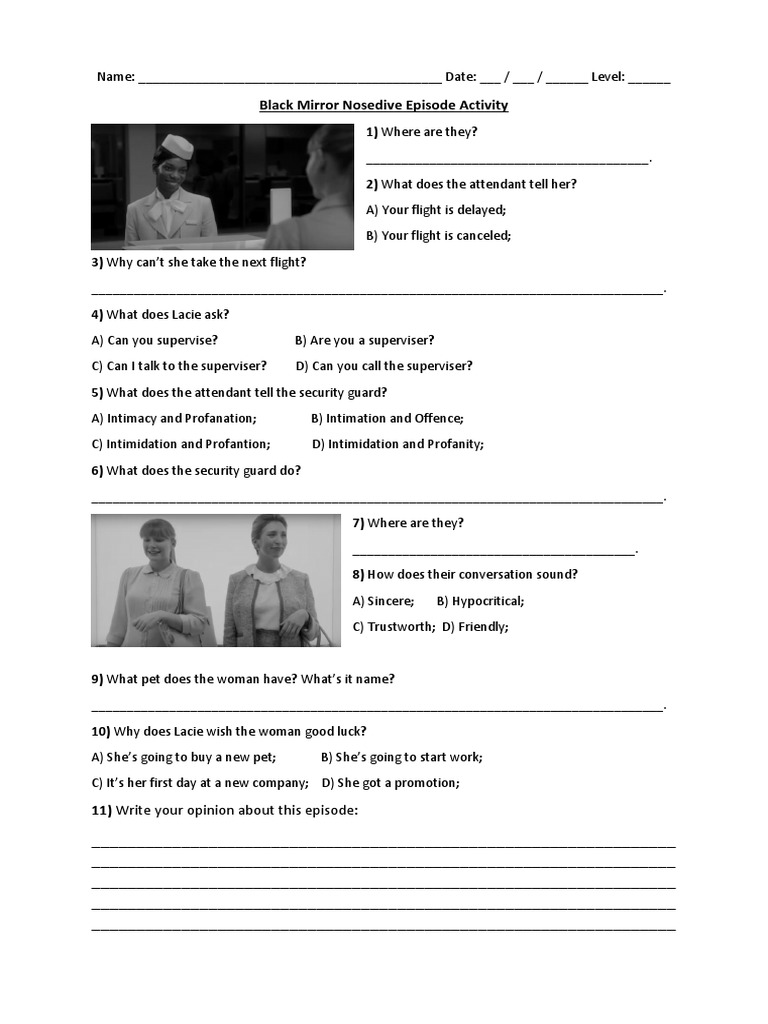 Black Mirror Nosedive Extra Activity | PDF | Career & Growth