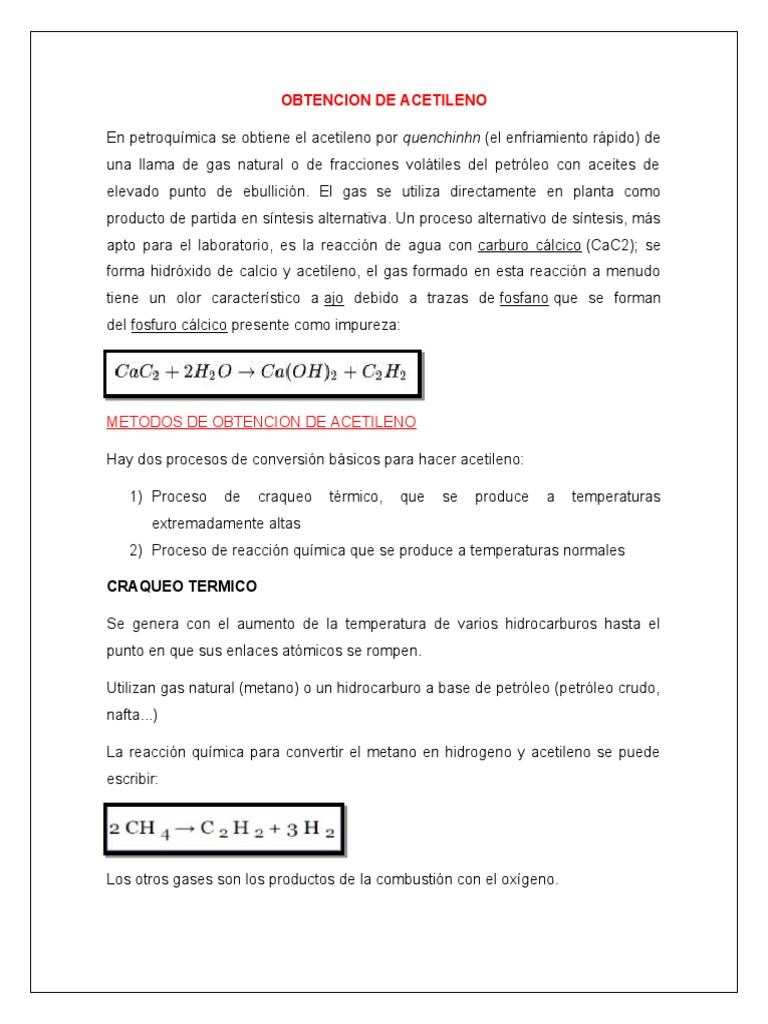 Obtencion de Acetileno | PDF | Química | Materiales