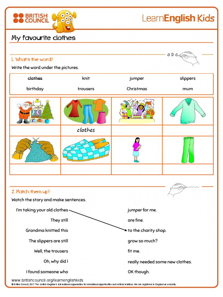 Short Stories My Favourite Clothes Worksheet | PDF | Clothing ...