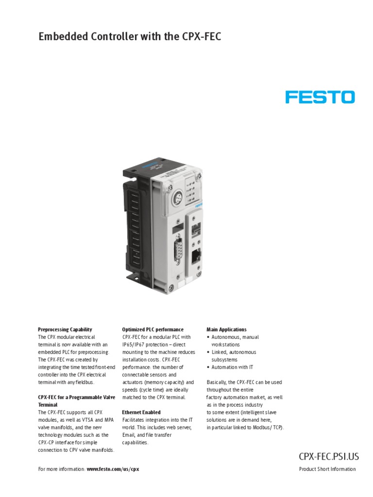 CPX-FEC-PSI-US Embedded Controller | PDF | Embedded System | Programmable Logic Controller