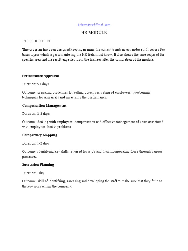 Essential HR Training Module Overview | PDF