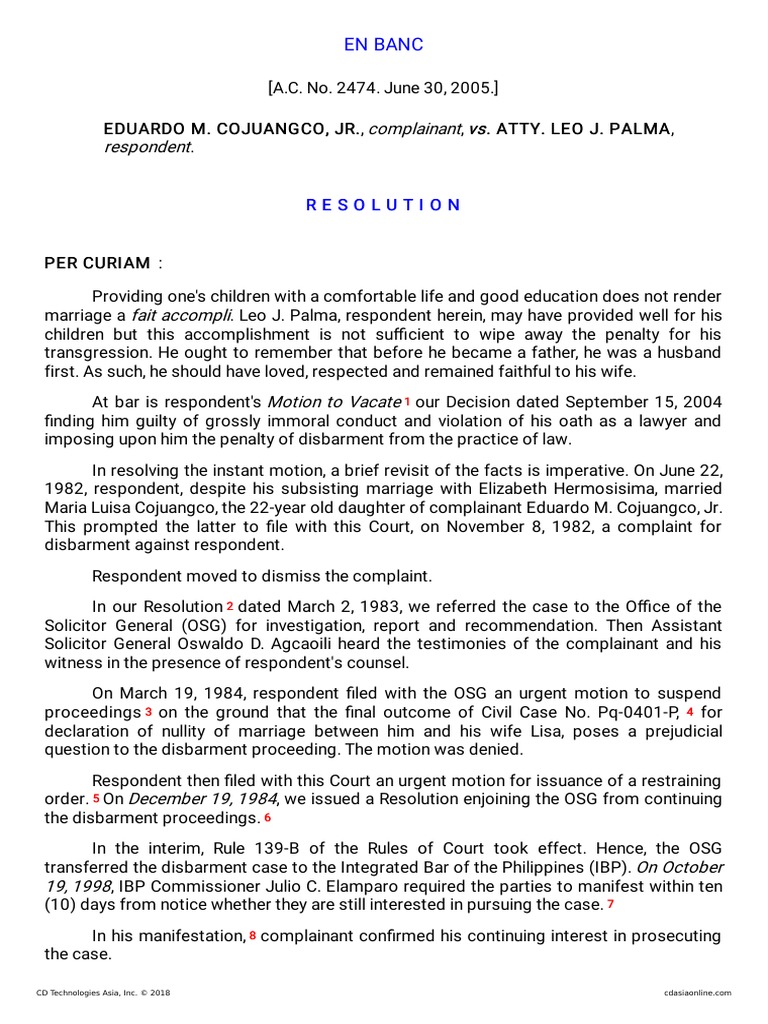 Adm Case No. 2474 | PDF | Disbarment | Lawyer