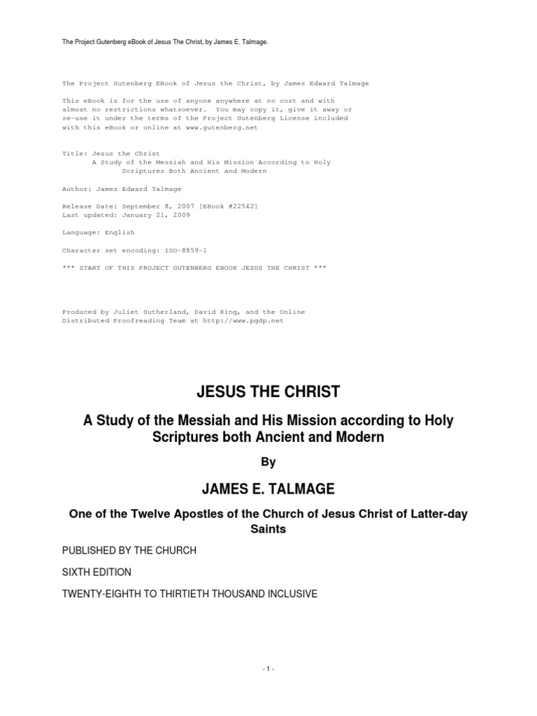 Jesus The Christ by James Edward Talmage | PDF | Jesus | Christianity