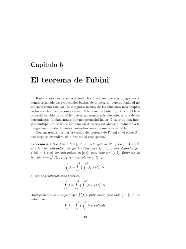 Teorema de Fubini - Demostración.pdf | PDF | Integral | Derivado