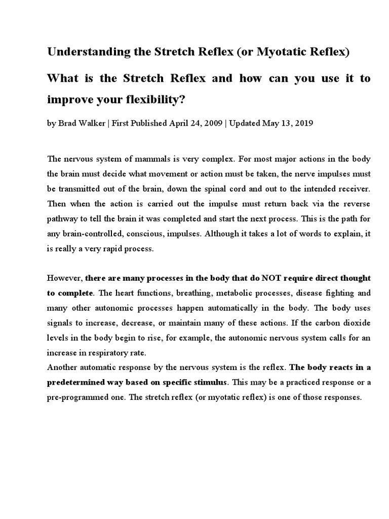 Stretch Reflex Explained for Flexibility | PDF | Nervous System ...