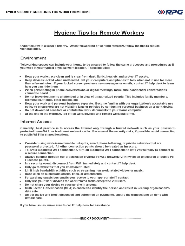 Cyber Security Guidelines - WFH | PDF | Computer Security | Security