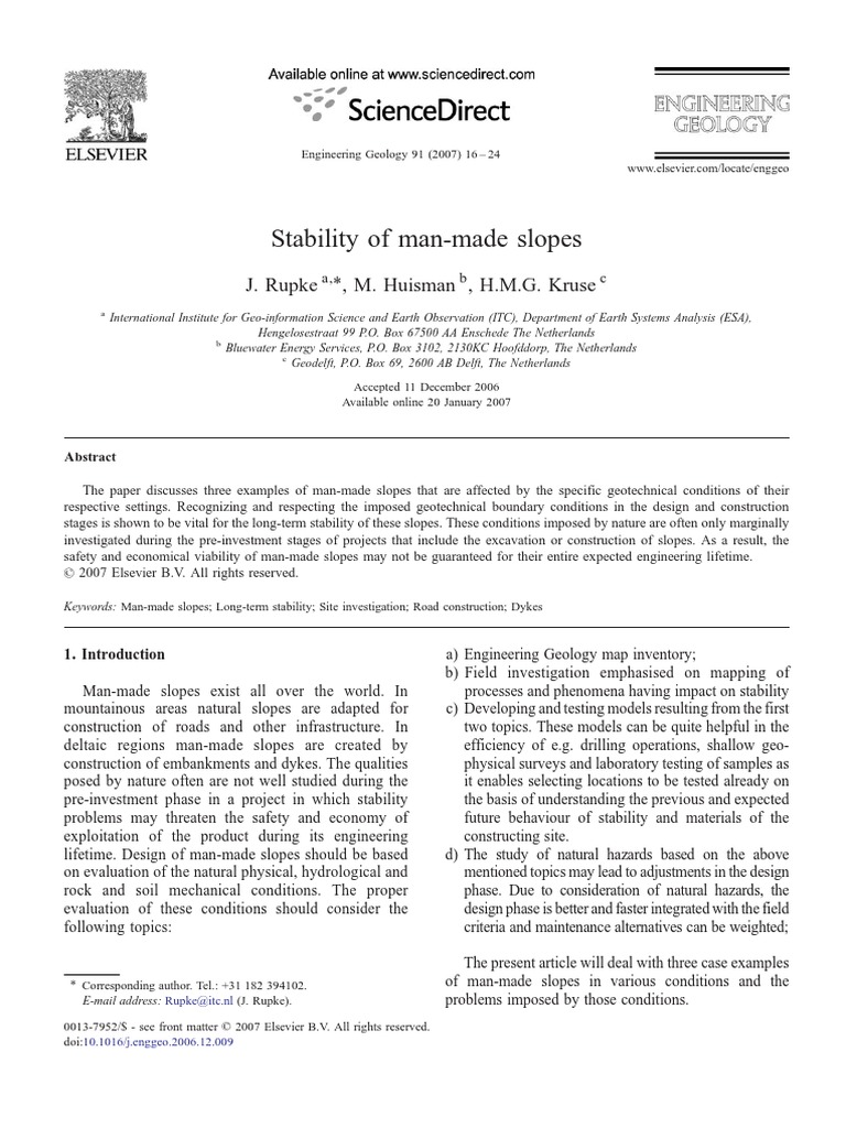 Stability of Man Made Slopes PDF | PDF | Levee | Porosity