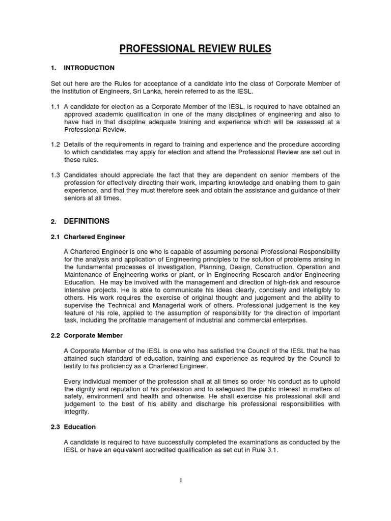 Professional Review Rules: Definitions | PDF | Postgraduate Education ...