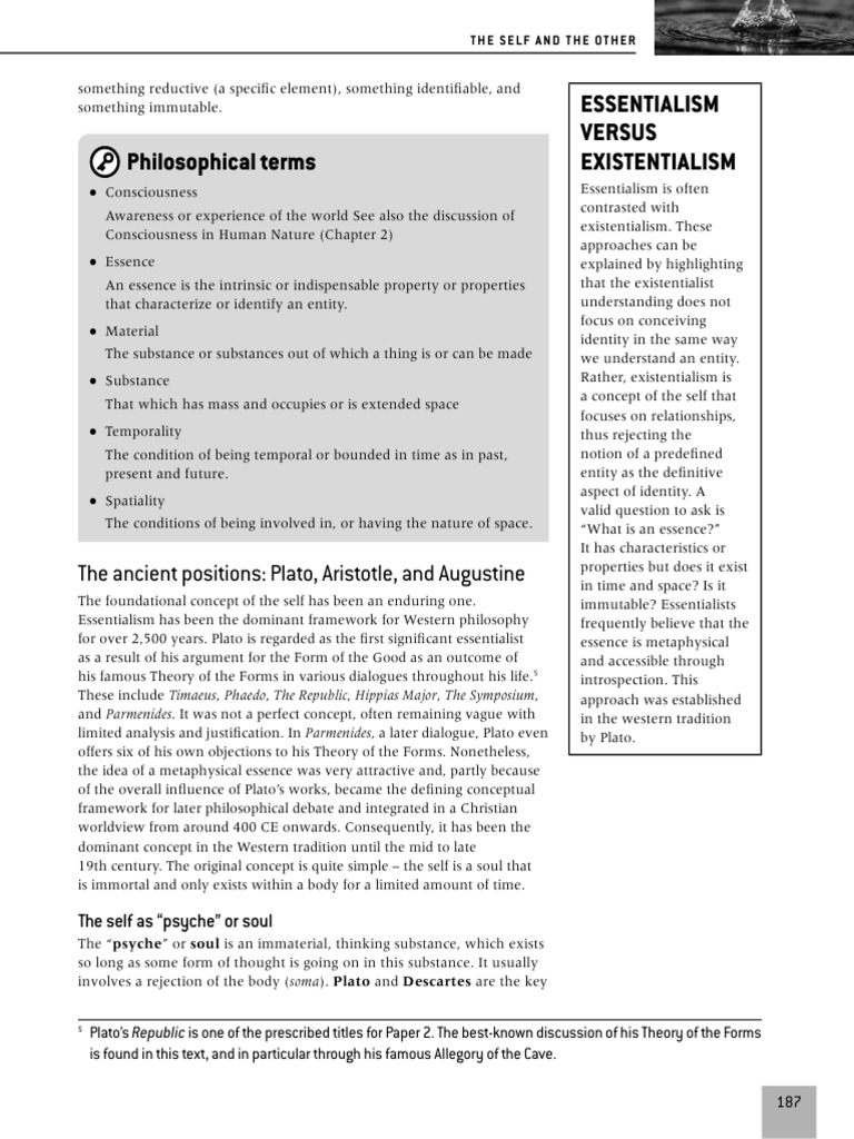 Philosophy (Being Human) - THE SELF AND THE OTHER | PDF | Essentialism ...