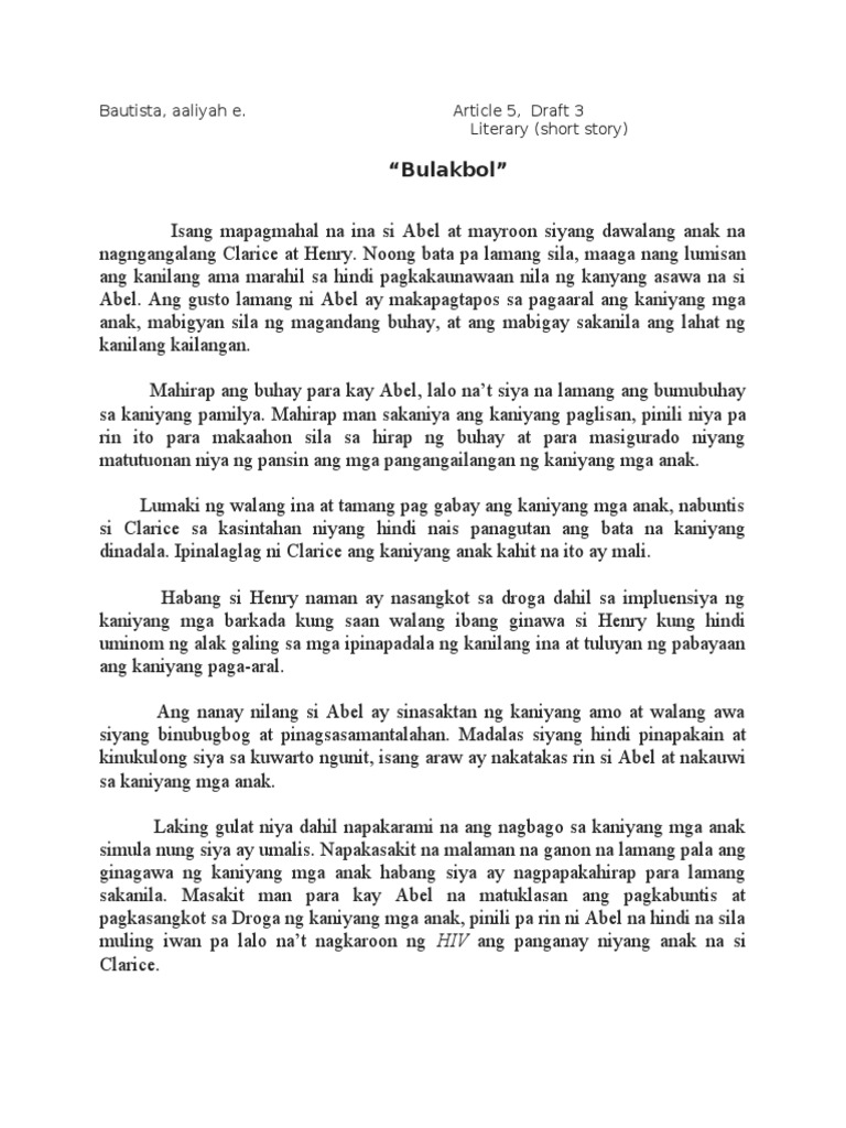 Article 5 Literary Short Story | PDF
