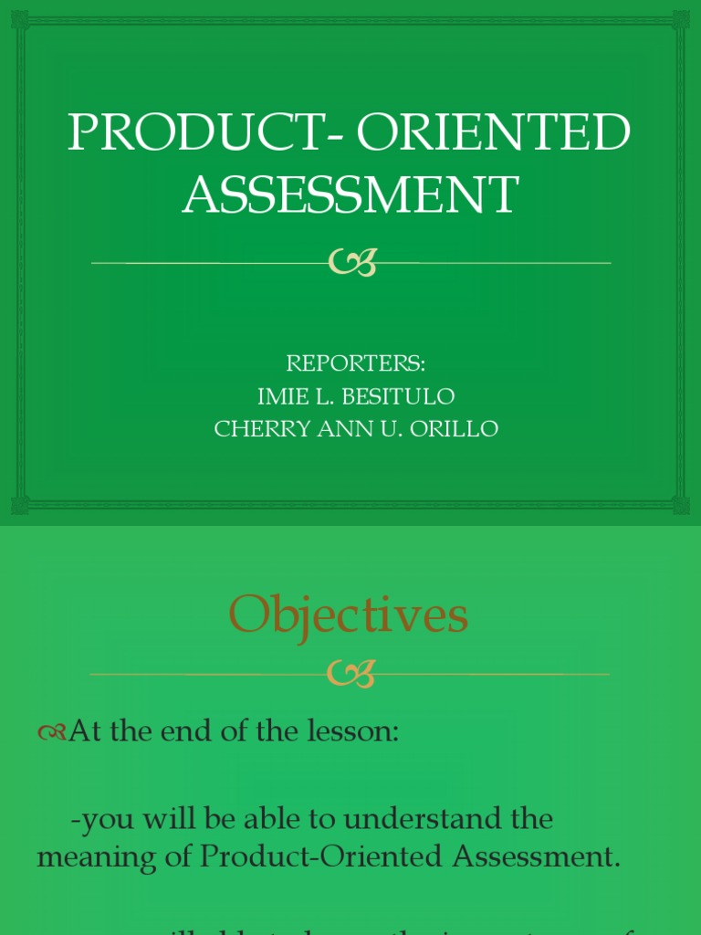Product Oriented Assessment | PDF | Educational Assessment | Rubric ...