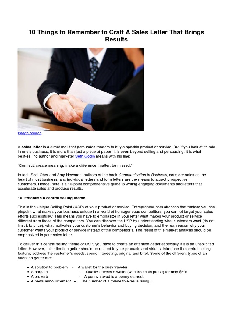 10 Tips for Effective Sales Letters | PDF | Sales | Target Audience