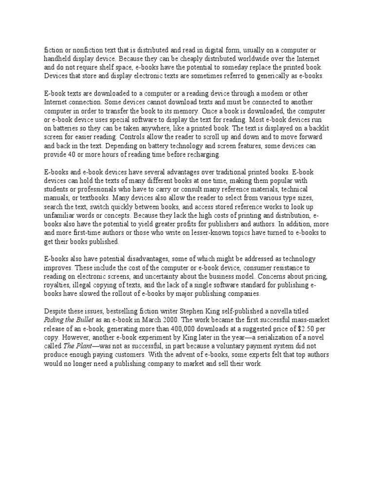 Understanding E-Books: Advantages & Disadvantages | PDF | E Reader | E ...
