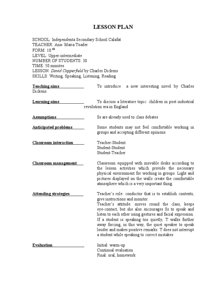 Lesson Plan: Teaching Aims | PDF | Lesson Plan | Classroom