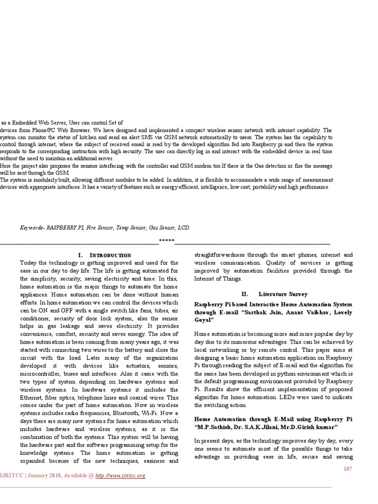 Keywords-RASPBERRY PI, Fire Sensor, Temp Sensor, Gas Sensor, LCD | PDF ...