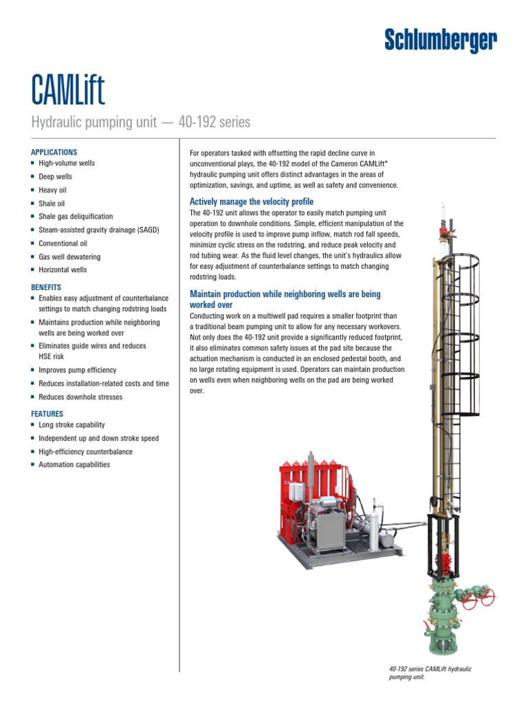 Camlift: Hydraulic Pumping Unit - 40-192 Series | PDF | Pump ...