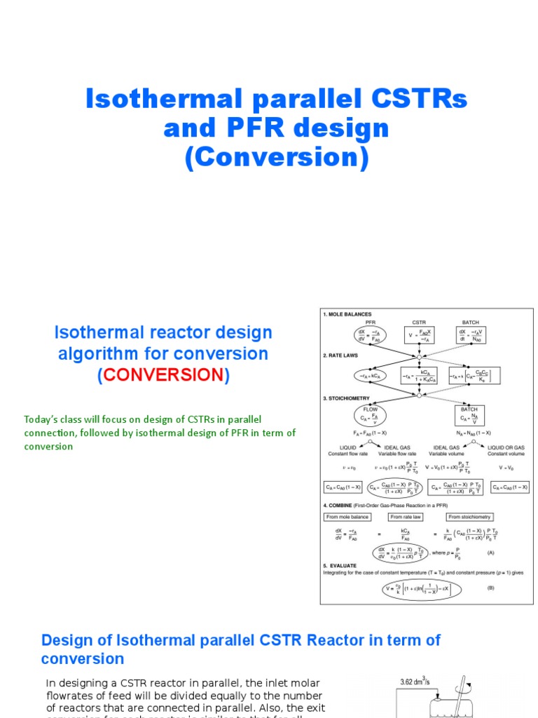 Isothermal CSTR and PFR Design | PDF | Chemical Reactor | Equations