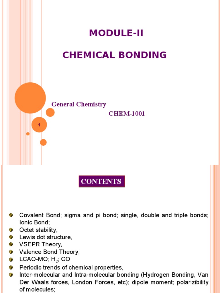 Module-Ii Chemical Bonding: General Chemistry CHEM-1001 | PDF | Ionic ...