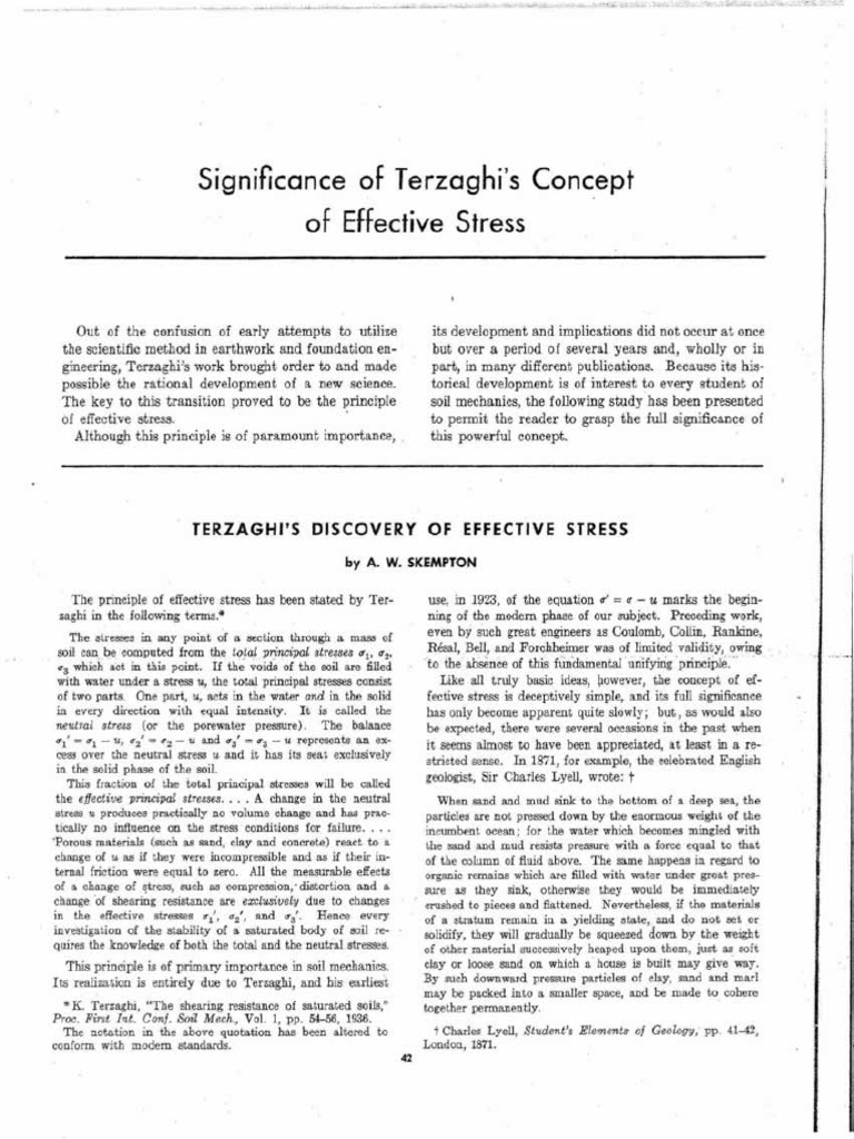 Signifance of Terzaghi's Concept of Effective Stress | PDF