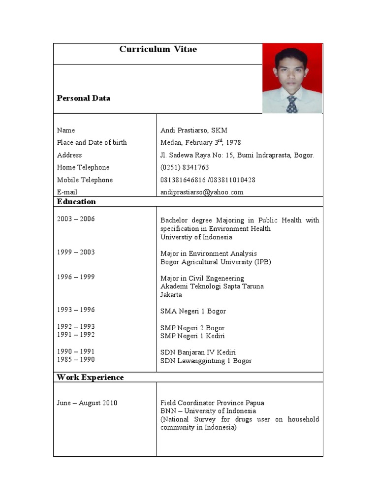 Curriculum Vitae: Personal Data | PDF | Business