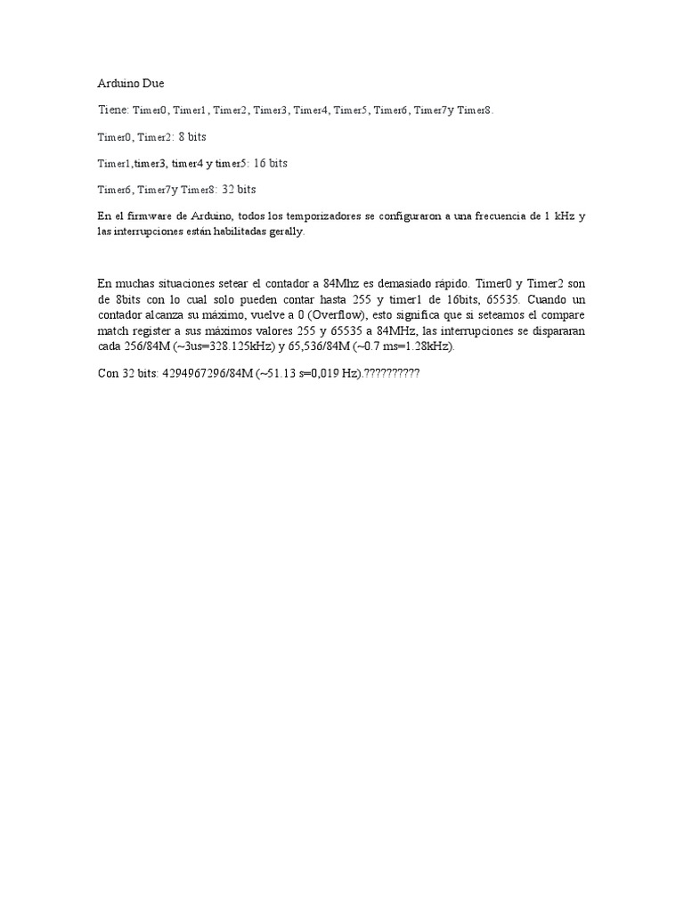 Arduino Due - Timer | PDF