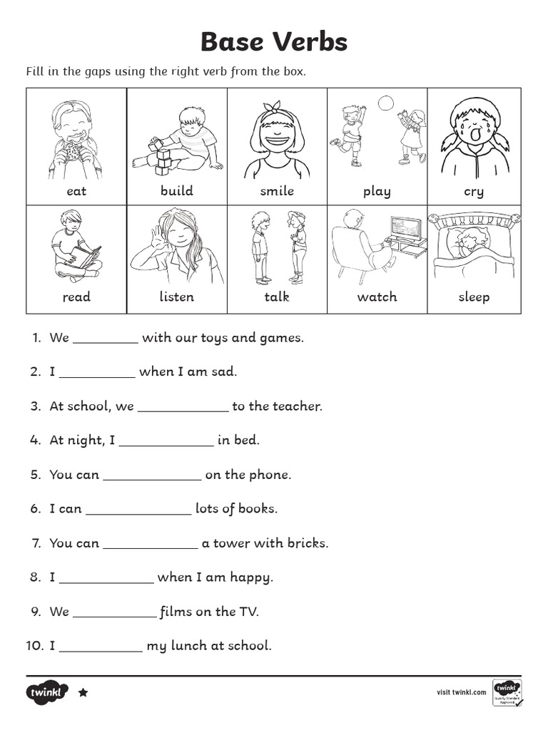 T e 803 Base Verb Gap Fill Differentiated Activity Sheet English Ver 4 ...