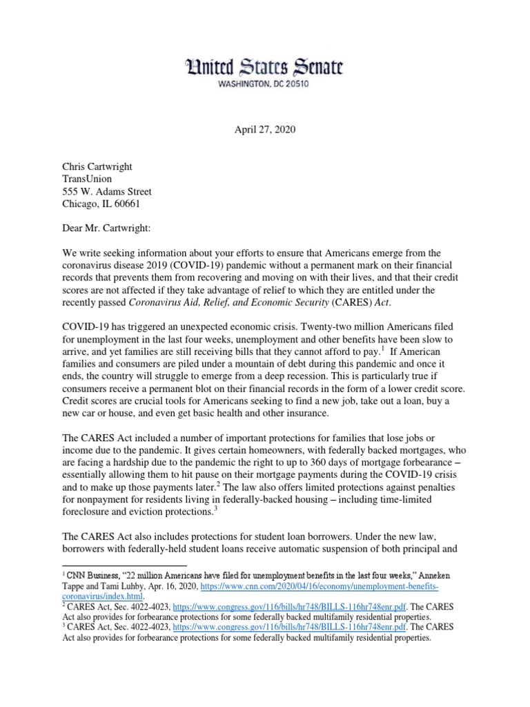 2020.04.27 Letter To TransUnion Re Credit Scores | PDF | Credit Score ...