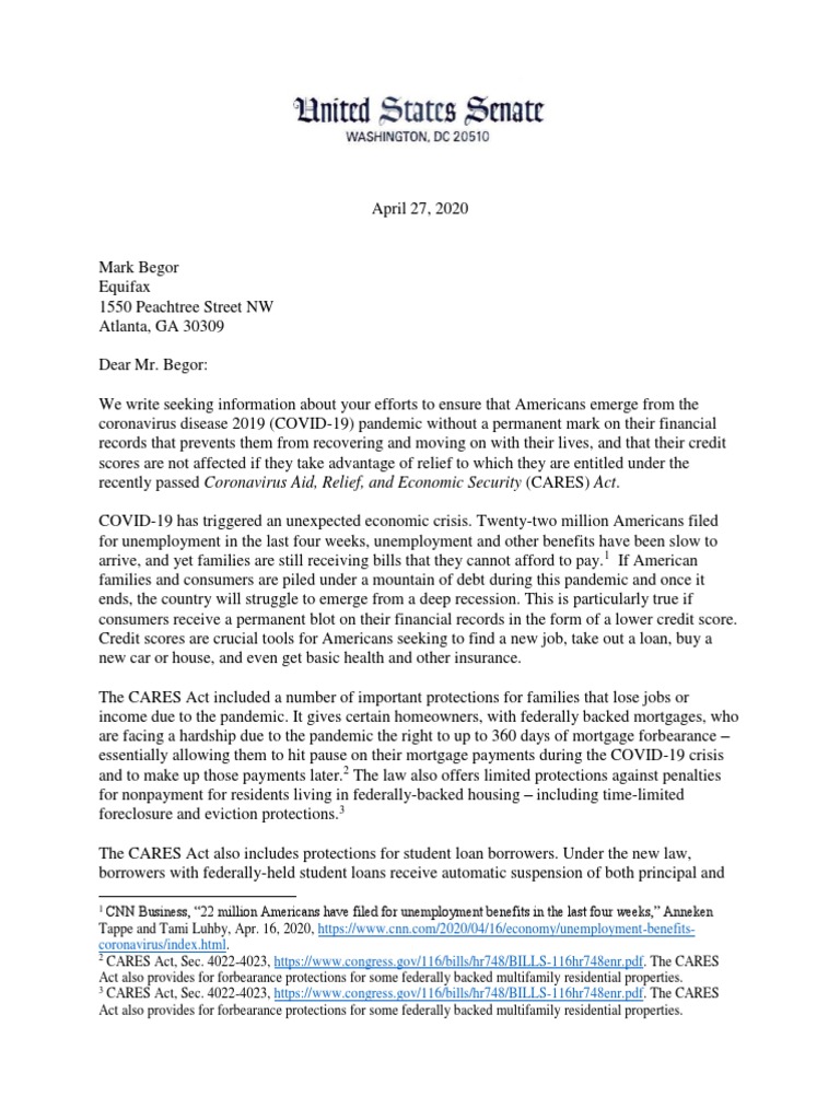 2020.04.27 Letter to Equifax Re Credit Scores | Credit Score | Credit ...