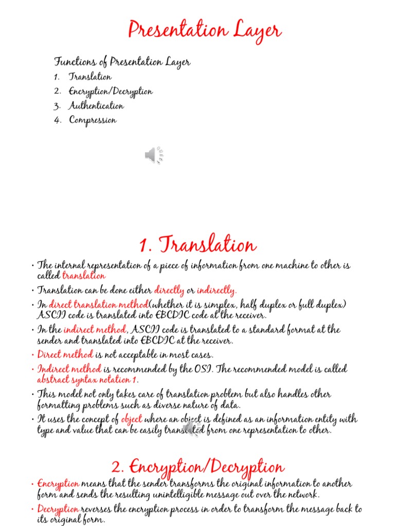 Presentation Layer Functions Guide | PDF | Cryptography | Data Compression