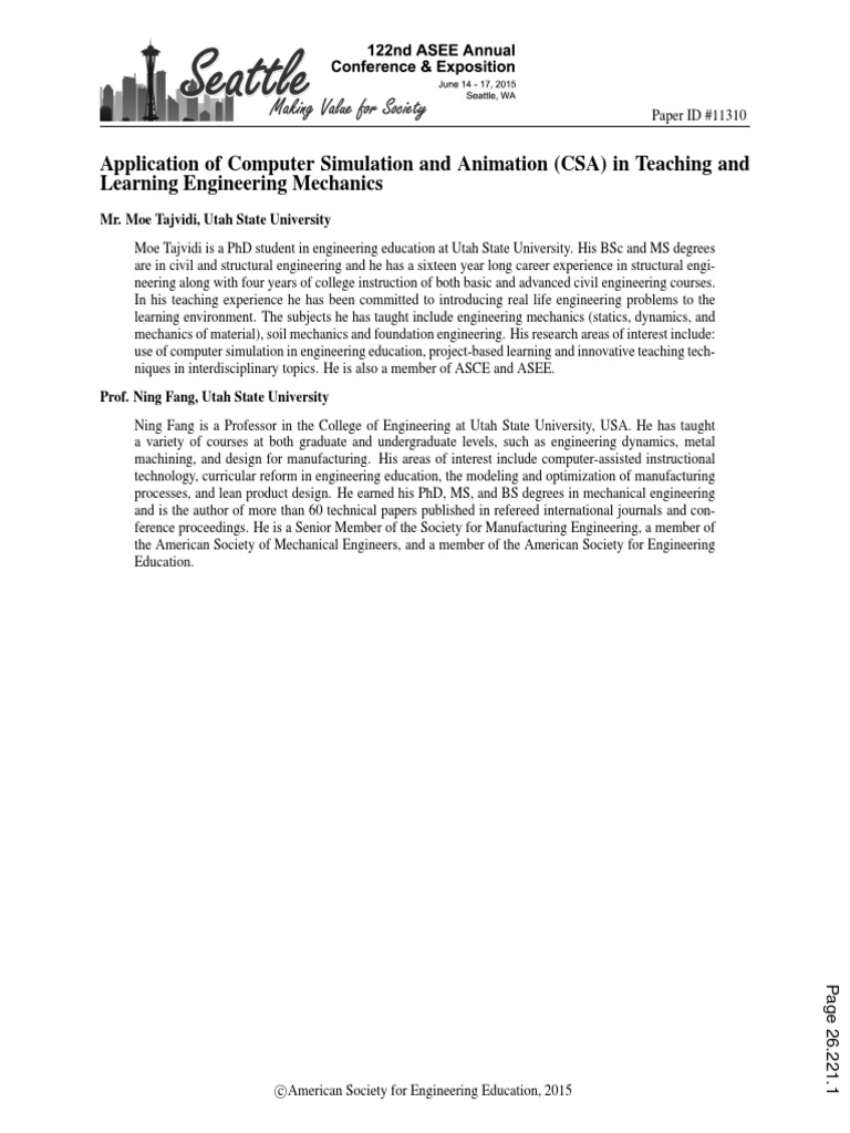CSA in Engineering Mechanics Education | PDF | Educational Technology ...